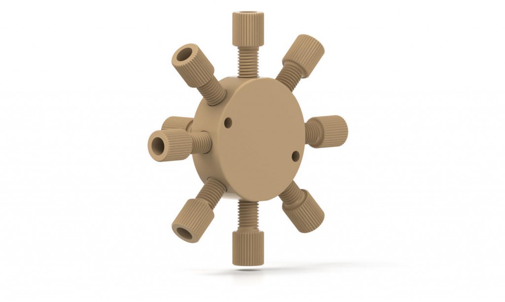 PEEK Manifold Assembly 7 Port, for 1/16" OD - Biotech Fluidics