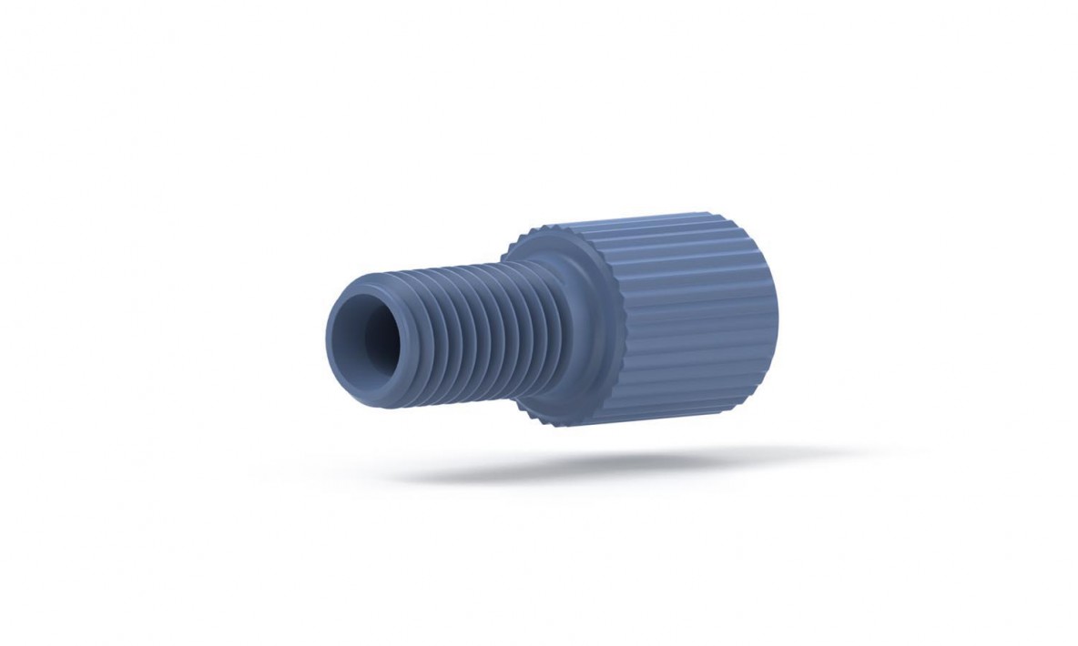Flangeless Male Nut Delrin®, 1/4-28 Flat-Bottom, for 1/8" OD - Blue ...