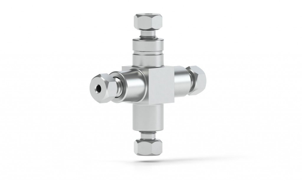 U-431, Stainless Steel Cross Assembly .040in thru hole - Biotech Fluidics